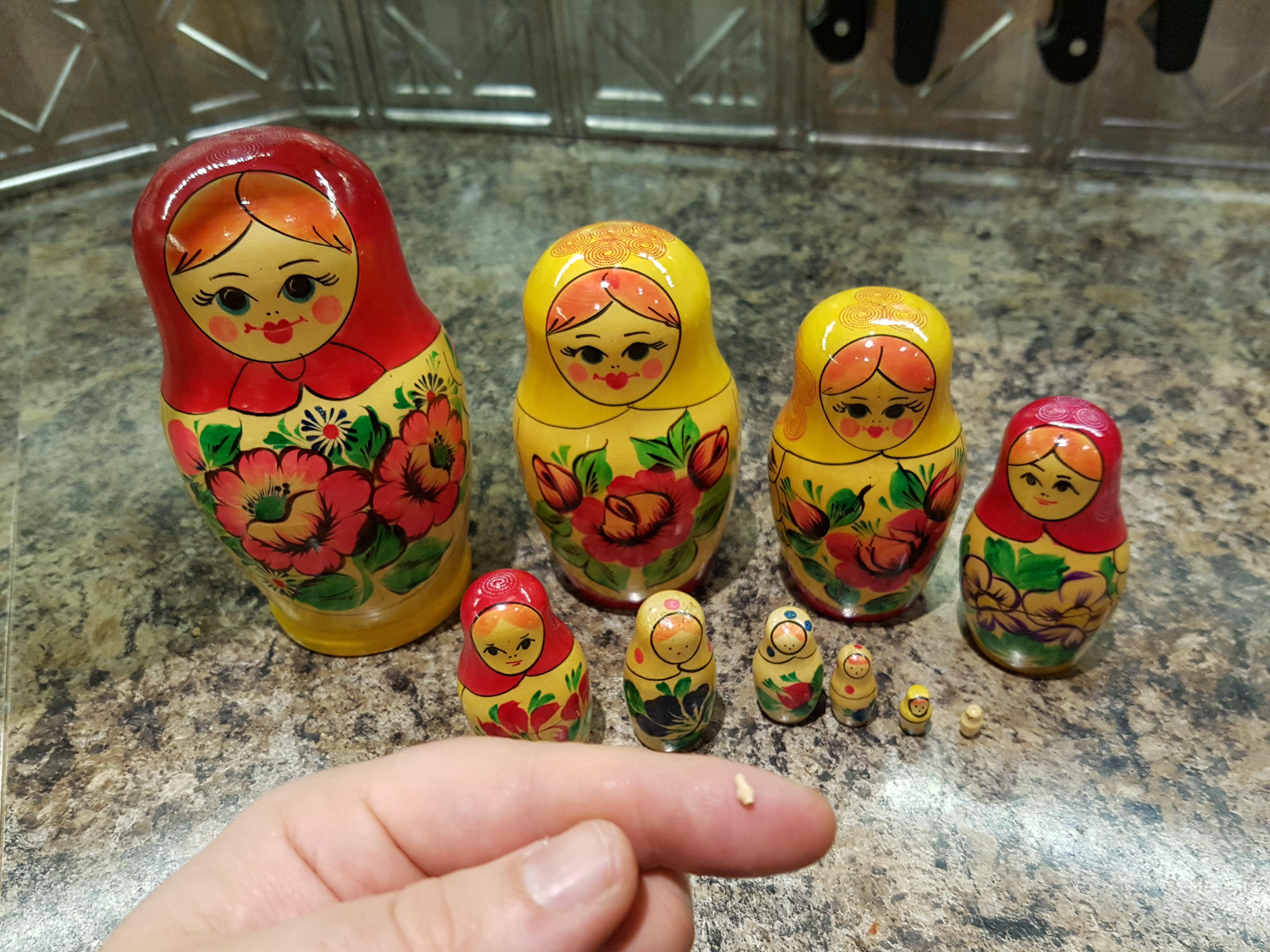 The size of the smallest doll in this nesting (Matryoshka) doll | Scrolller