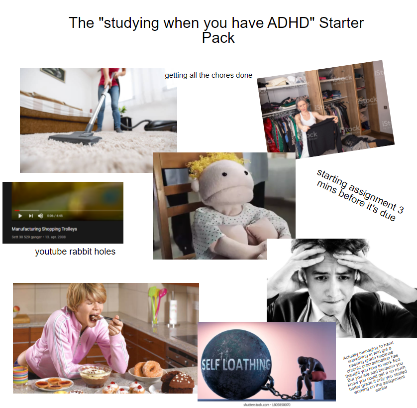 The "studying when you have ADHD" starter pack | Scrolller