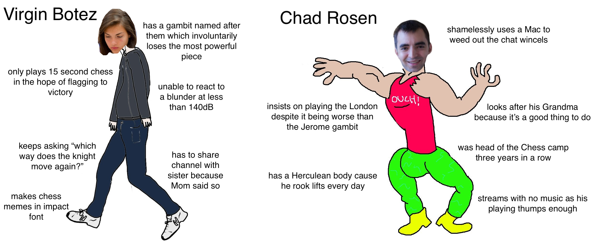 the virgin Botez vs the chad Rosen | Scrolller