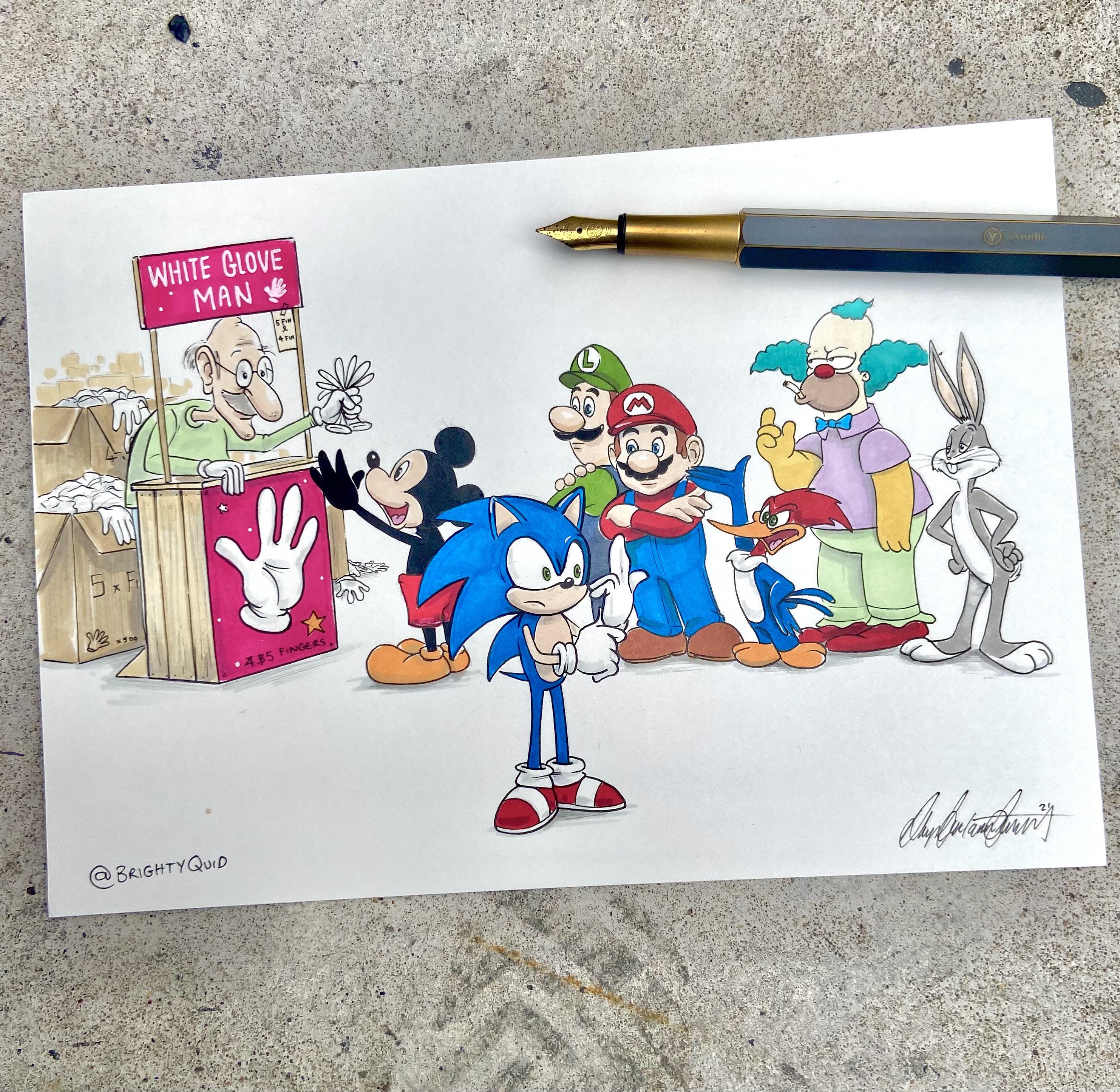 The White Glove Man - Ink Drawing | Scrolller