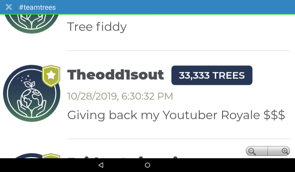TheOdd1sOut's teamtrees donation | Scrolller
