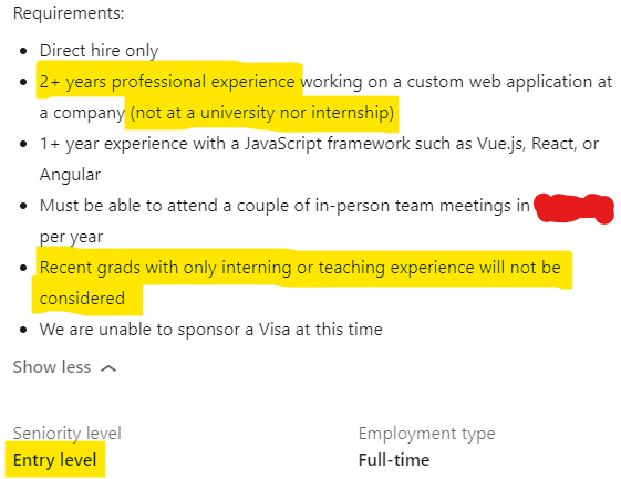 This asshole doesn't count internships as experience | Scrolller