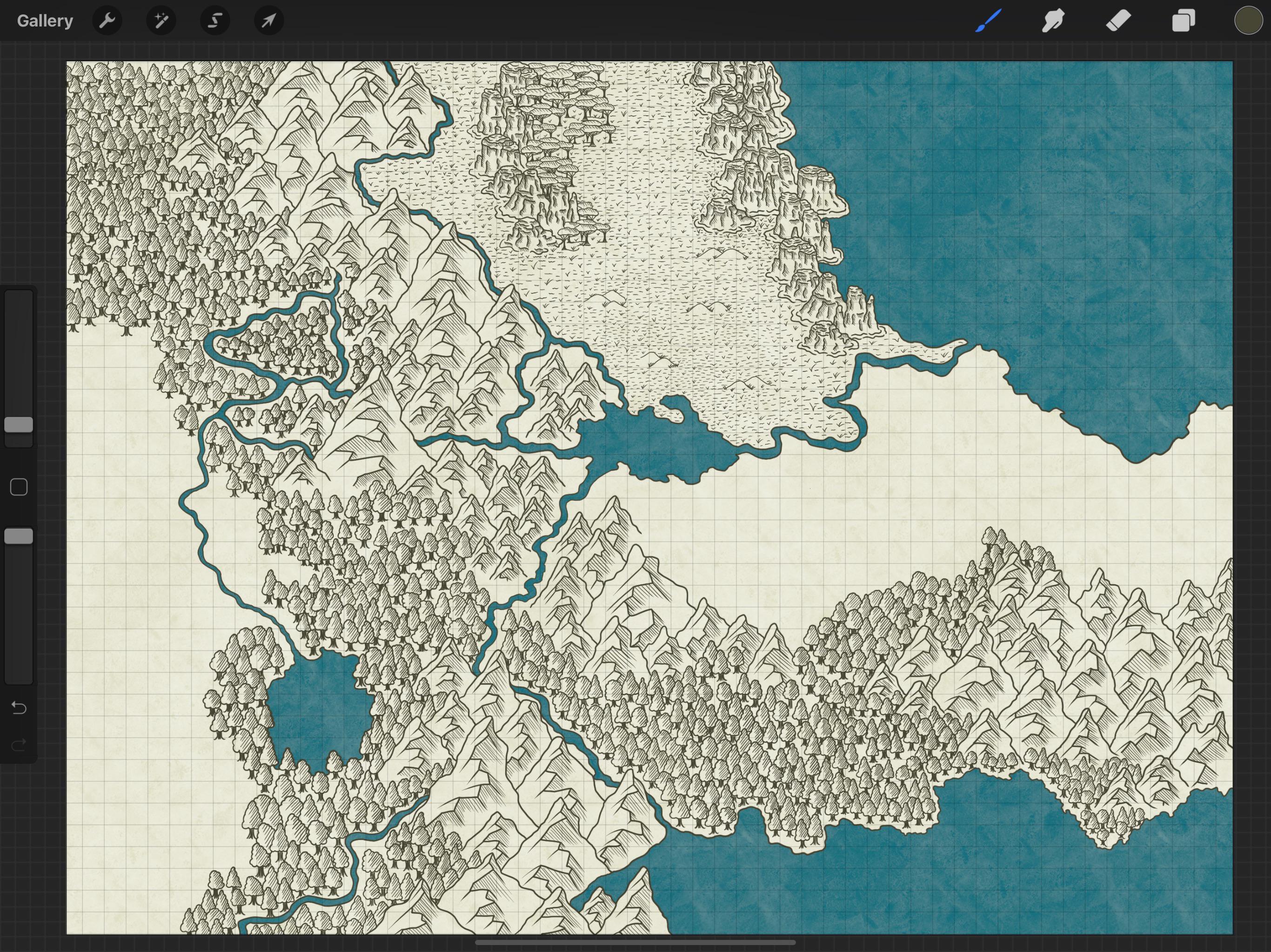 This is my current map project. (Hand drawn via procreate) I make maps based around fantasy ...