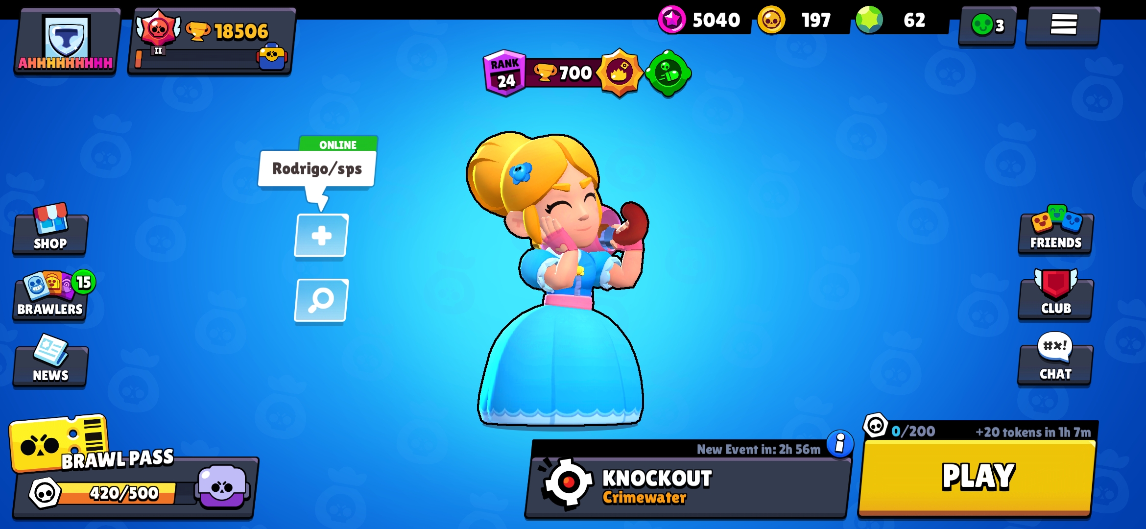 This is my first 700 trophy brawler! I'm so so happy! Thanks knockout! | Scrolller