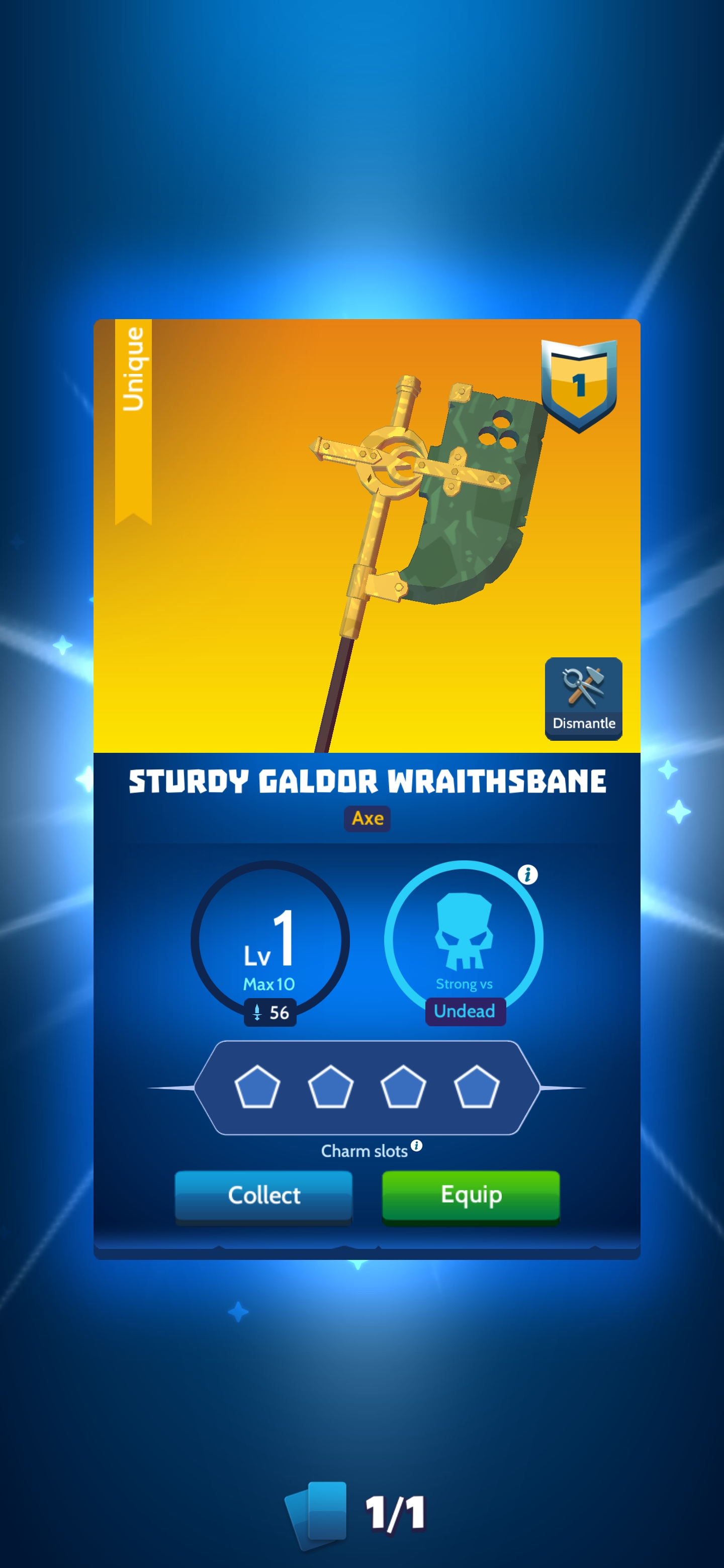 This is my first unique weapon. Totally was not expecting this while using mixed type of ...