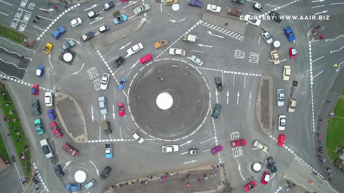 This is the Magic Roundabout in the heart of Swindon, UK. It’s 5 smaller clockwise roundabouts ...