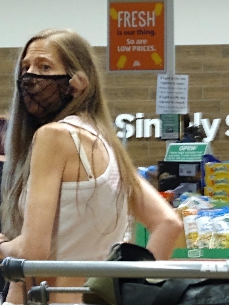 This lady's lingerie mask at Aldi today. | Scrolller