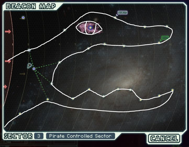 This sector's beacons created the image of a mighty Space-Alligator | Scrolller