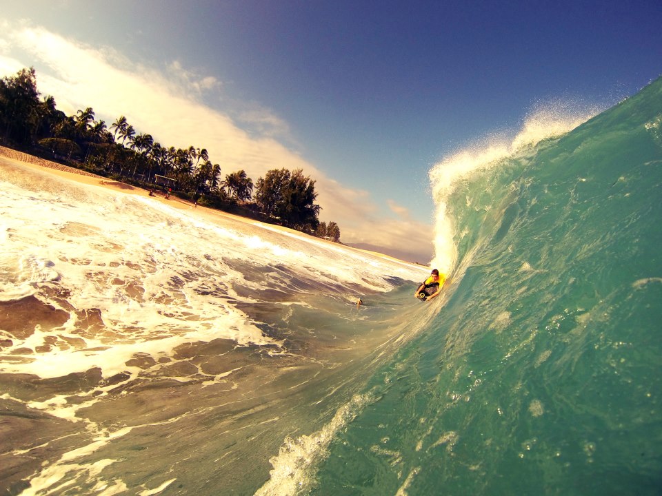 This wave was so fast and heavy I didn't have time to go from my paddling stance to my riding ...