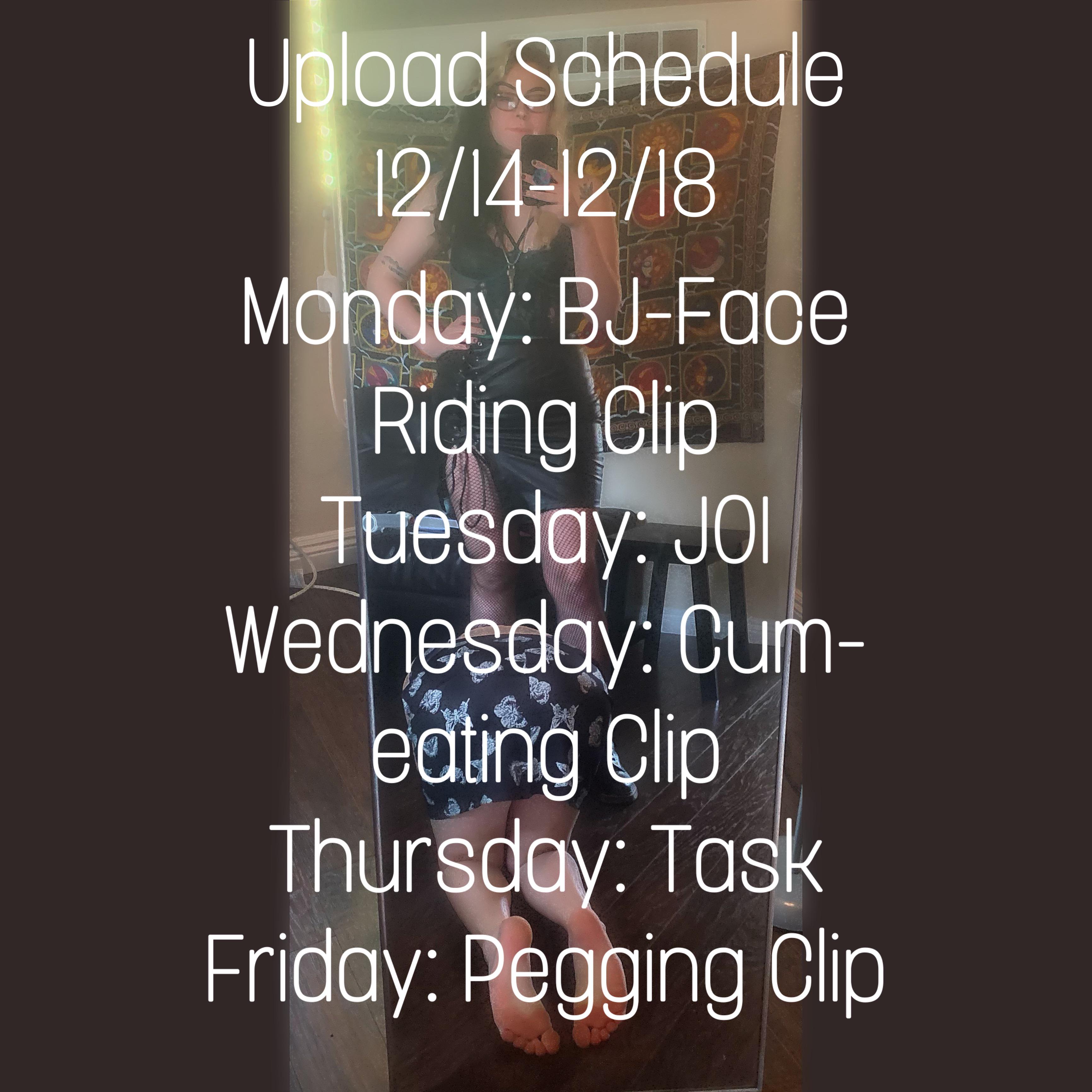 This week’s upload schedule for OF. Go sub now, just because I told you so. Who are you to say ...
