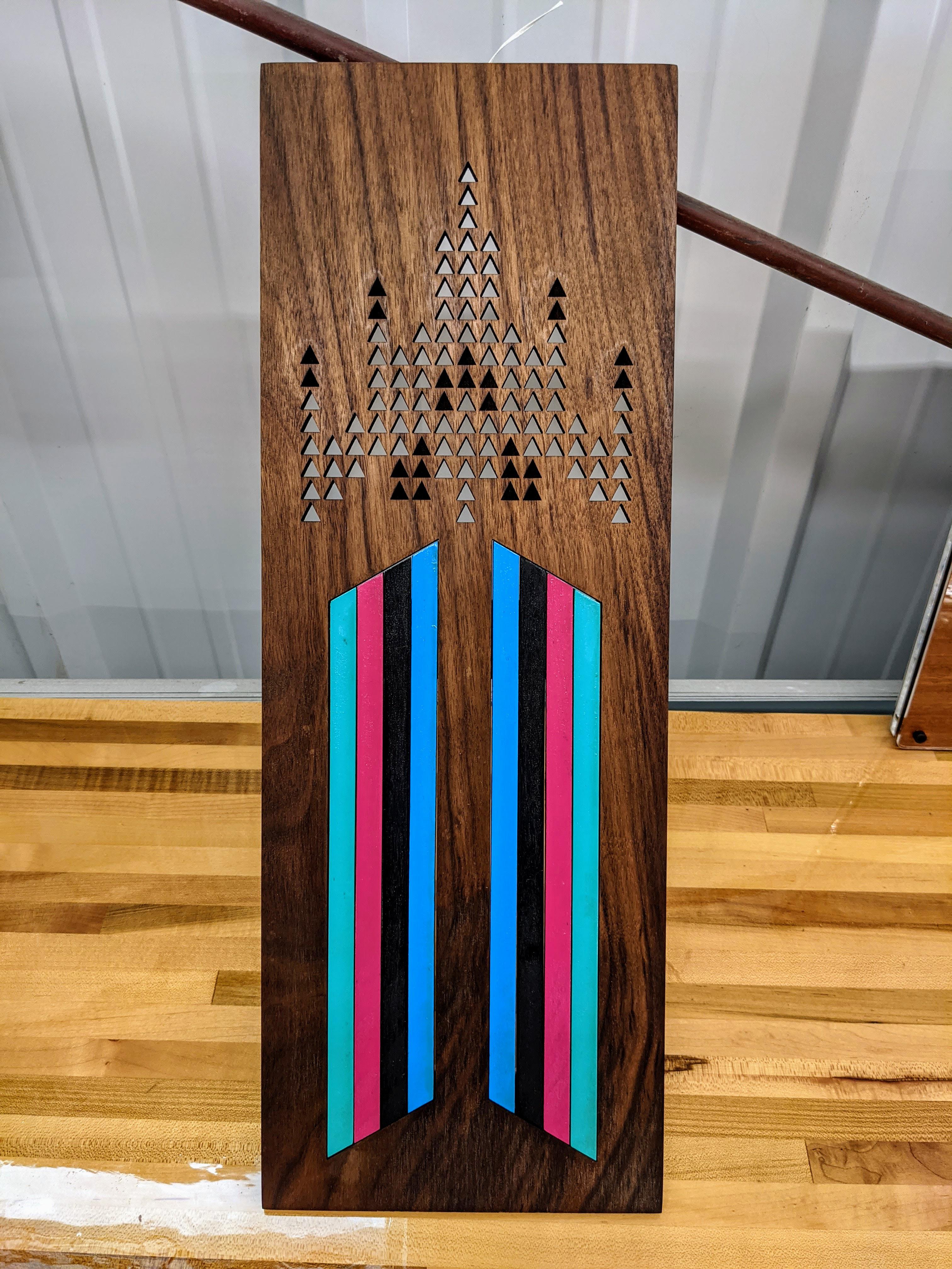 Thought the DOZENS of you might like my laser cut Galaga art from a piece of walnut. | Scrolller