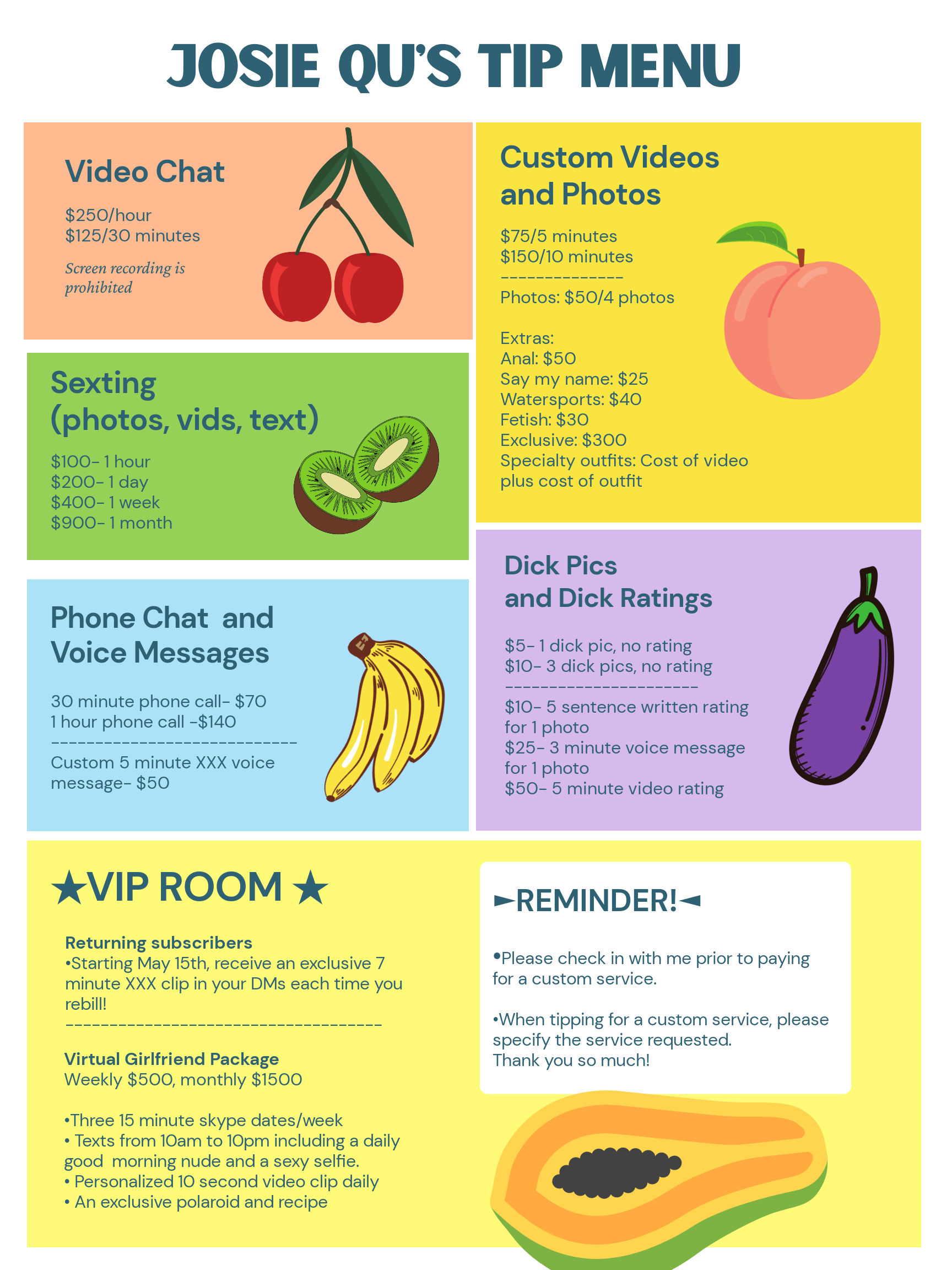 🍊 TIPPING MENU 🍊 DM me for payment options! | Scrolller