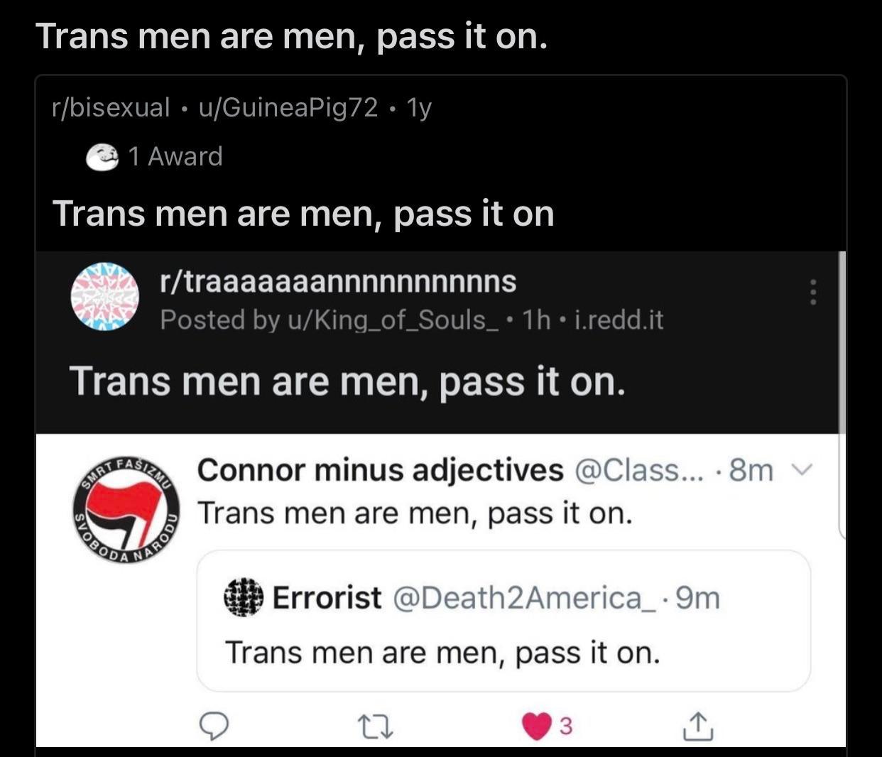 Trans men are men, pass it on. | Scrolller