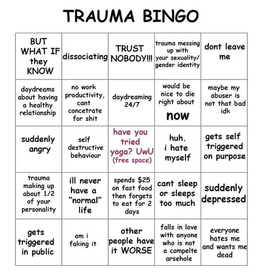 Trauma Bingo! | Scrolller