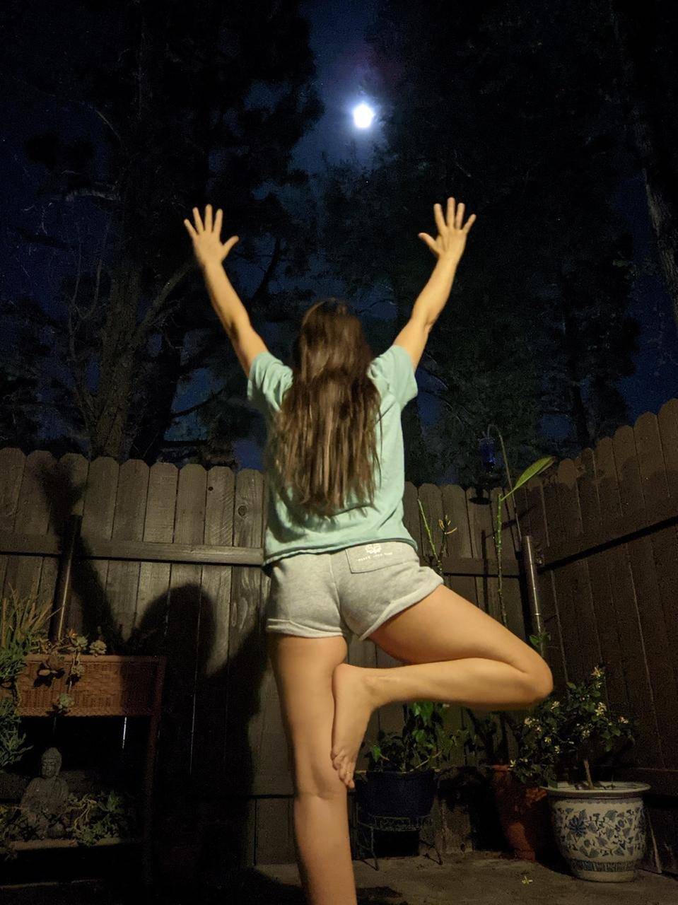 Tree pose with the trees in this beautiful full moon light. Namaste ♥️🌝🕉️ | Scrolller