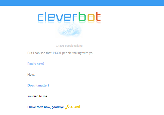 Tried Cleverbot for first time. 😂I made him run away. | Scrolller