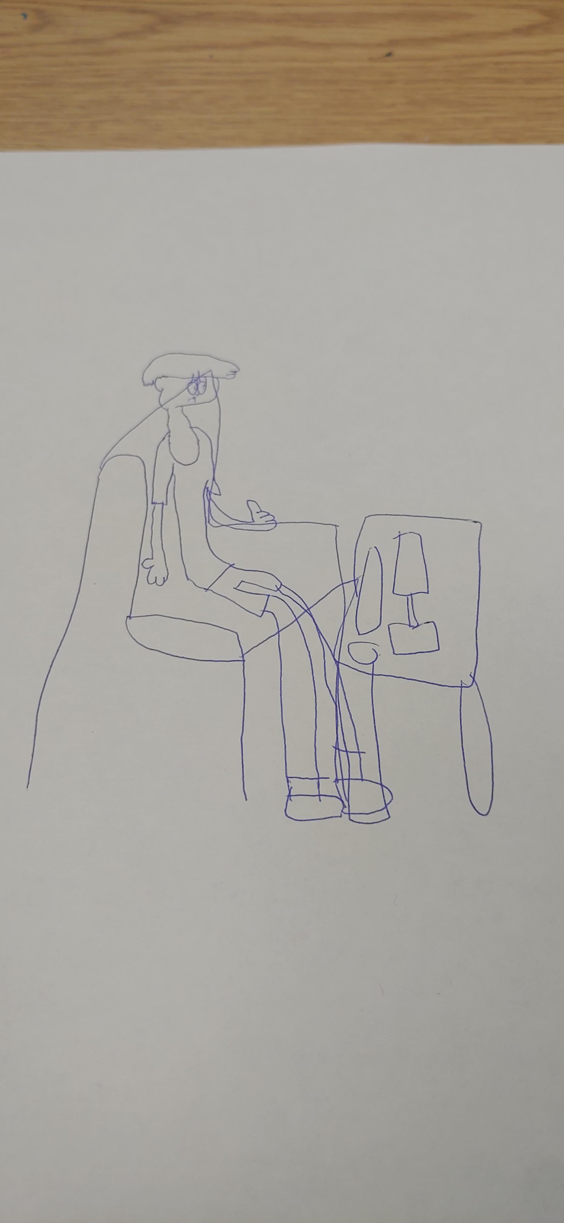 Tried to draw more of my oc in order to get more confidence in him but no. It still looks awful ...