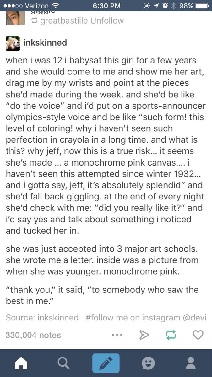 Tumblrina makes special voice and girl gets accepted into 3 art schools!!!! | Scrolller