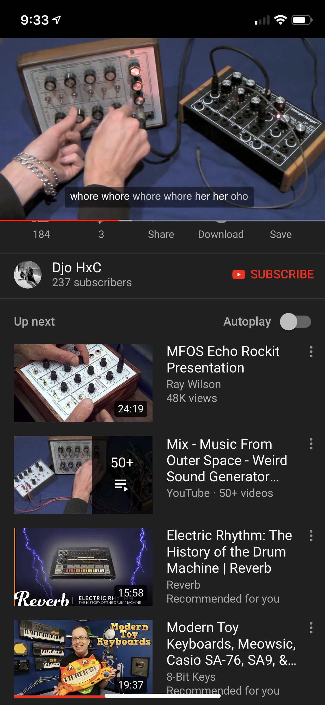 Turned on the captions watching a synth video and this happened | Scrolller