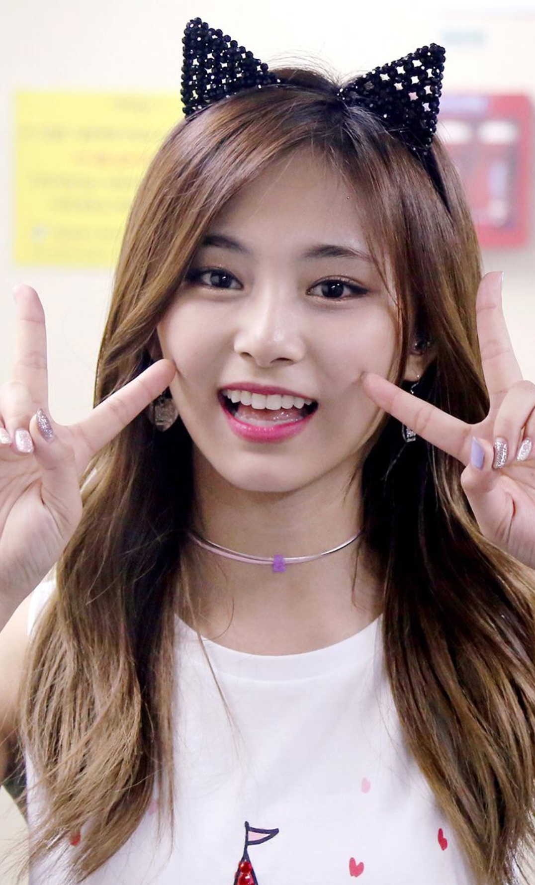 Tzuyu - black cat ears, white t-shirt, ️ | Scrolller