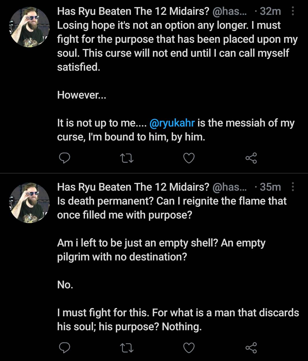 Update: he is still questioning his purpose. | Scrolller