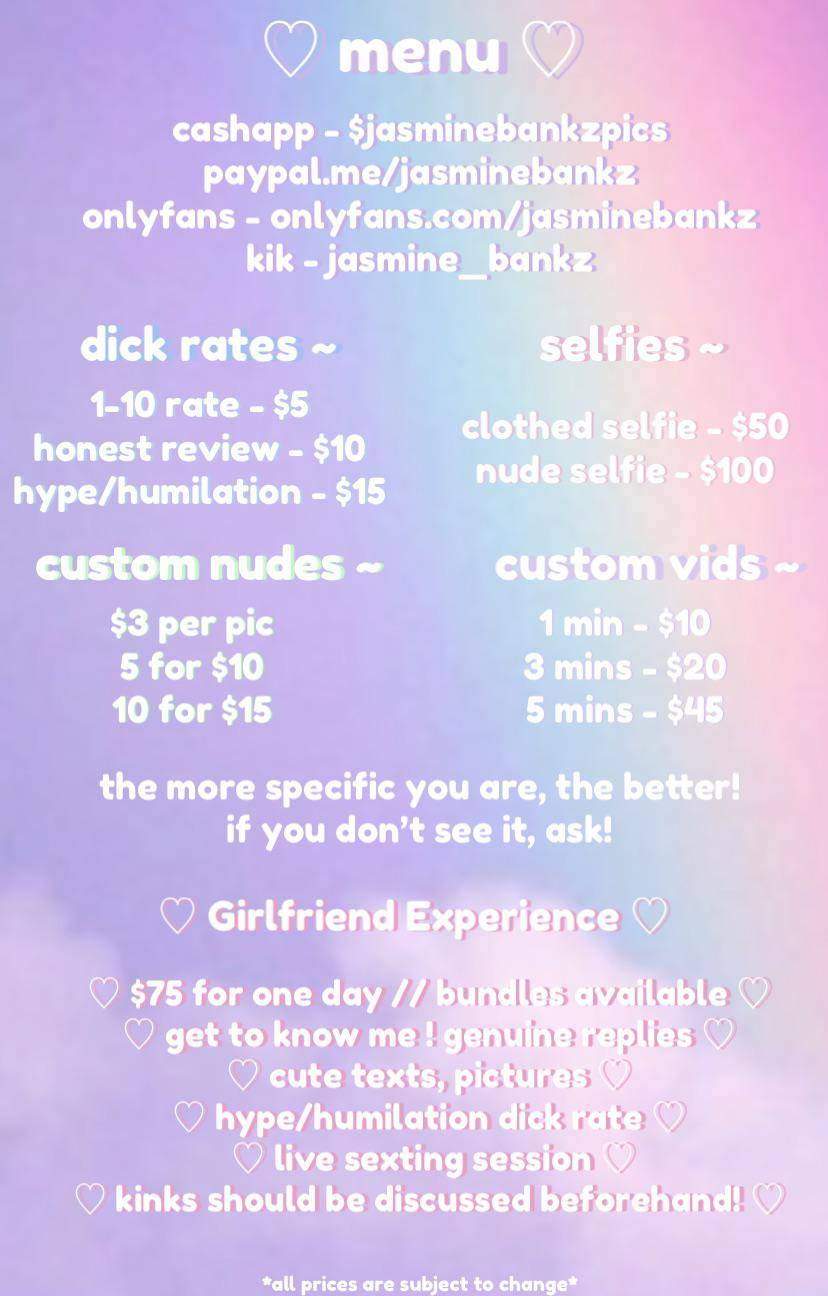 UPDATED MENU 😈 interested in seeing my face? well now you can ... for a price 💜 | Scrolller