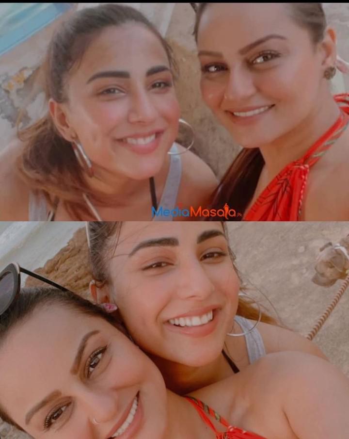 Ushna Shah and javeria abbasi in there bikinis at beach, what will u do with them?? | Scrolller