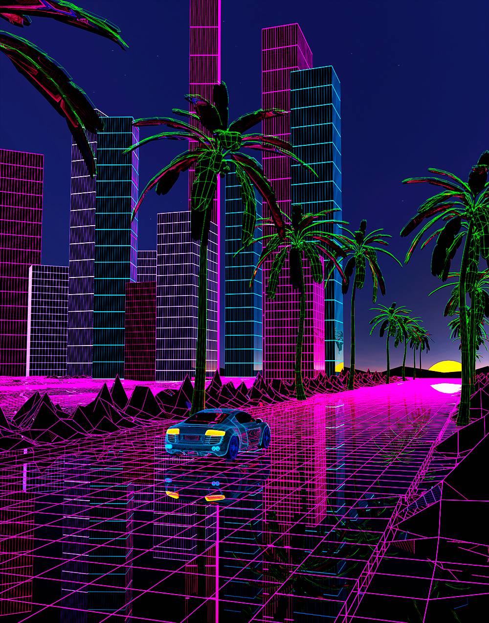 Vaporwave sunset | Scrolller