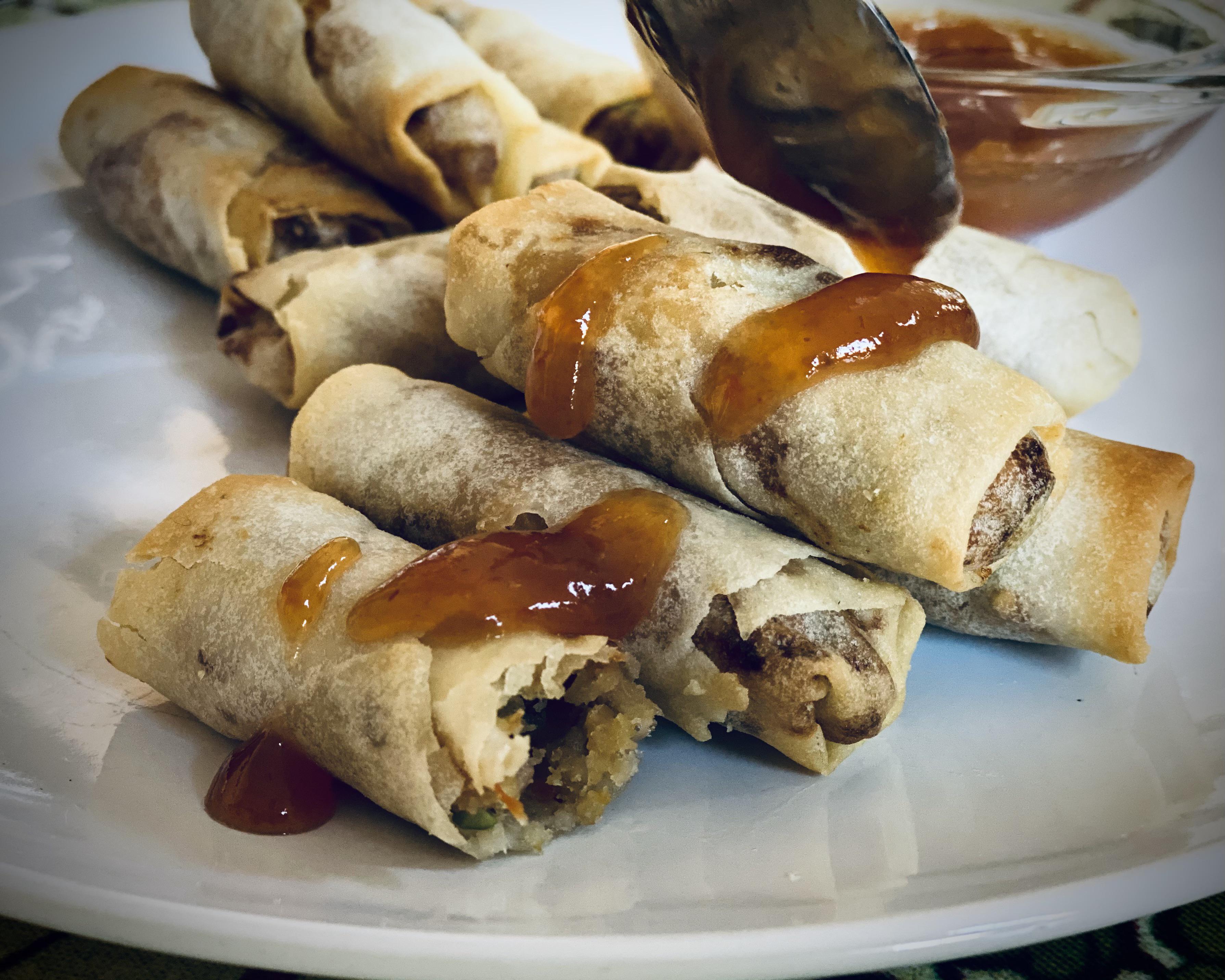 Veggie Egg rolls with pineapple sweet and sour sauce | Scrolller