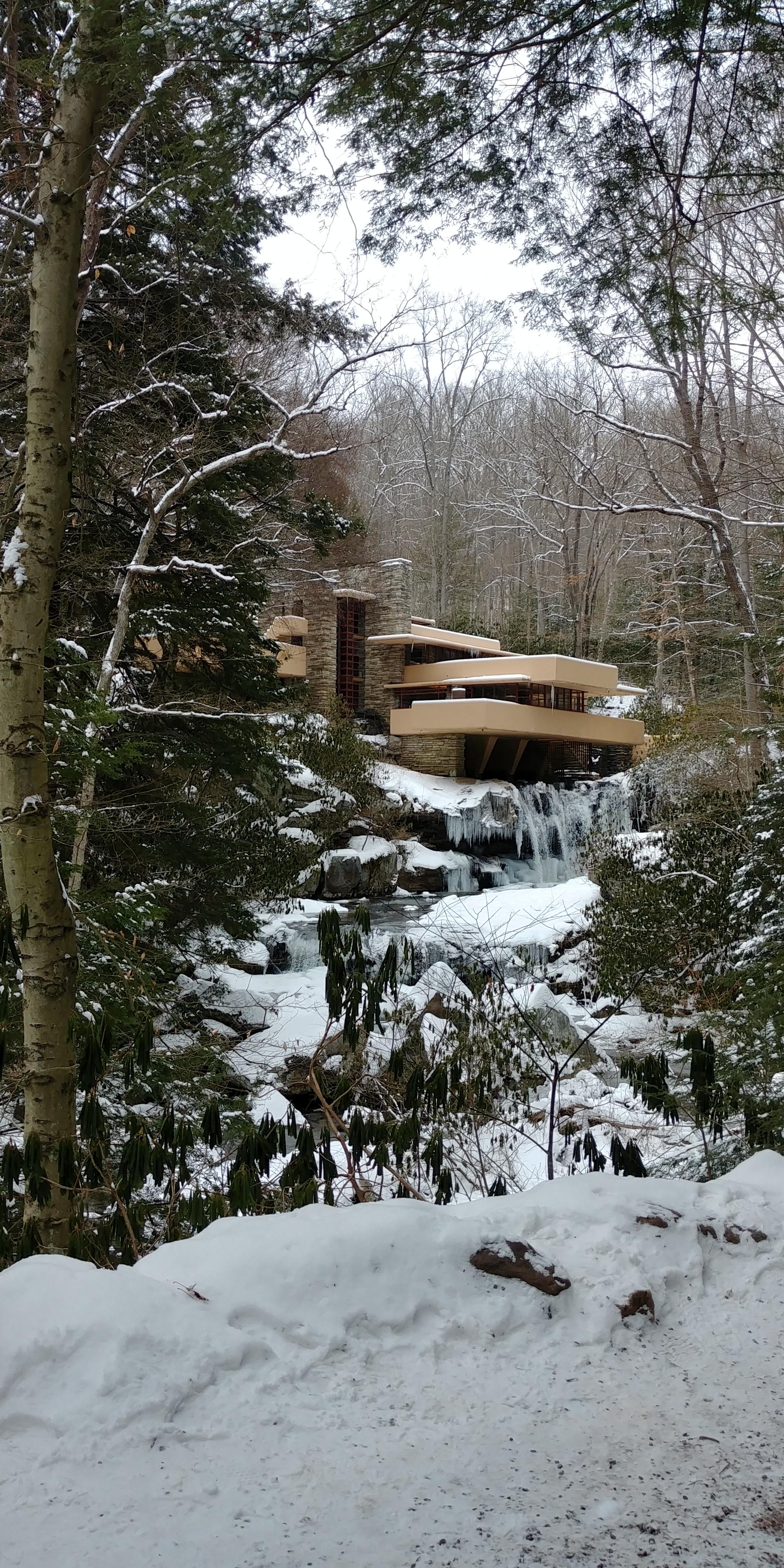 View of Frank Lloyd Wright's Fallingwater During a Winter Walk Tour [4160x2080] [OC] | Scrolller