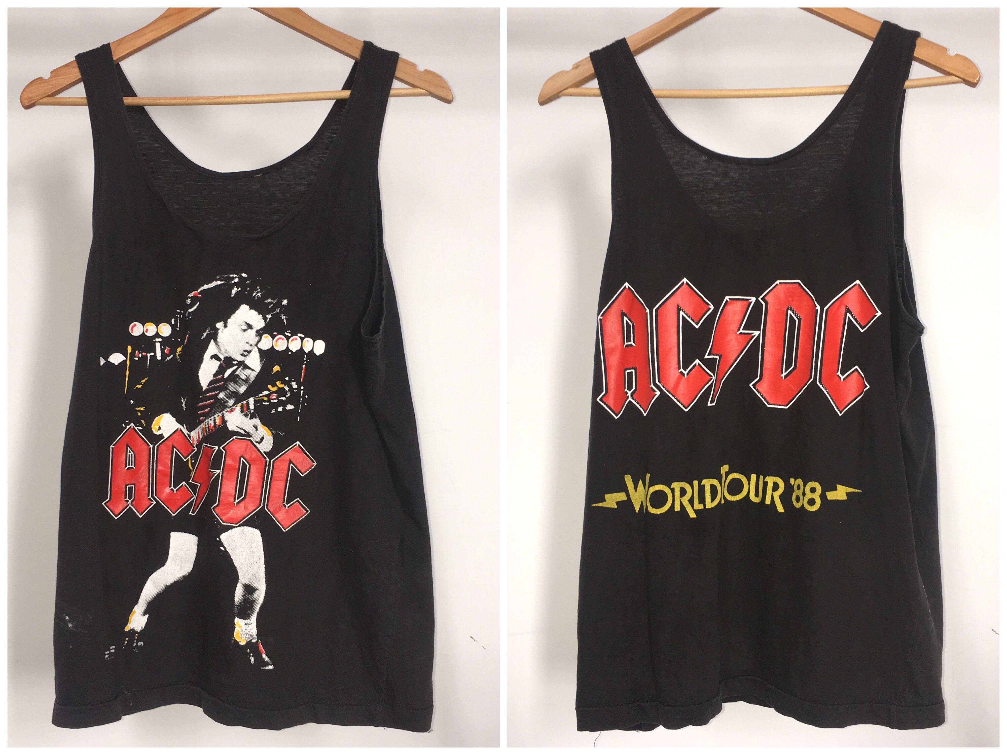 Vintage AC/DC 1988 World Tour Singlet/ Wife Beater. | Scrolller