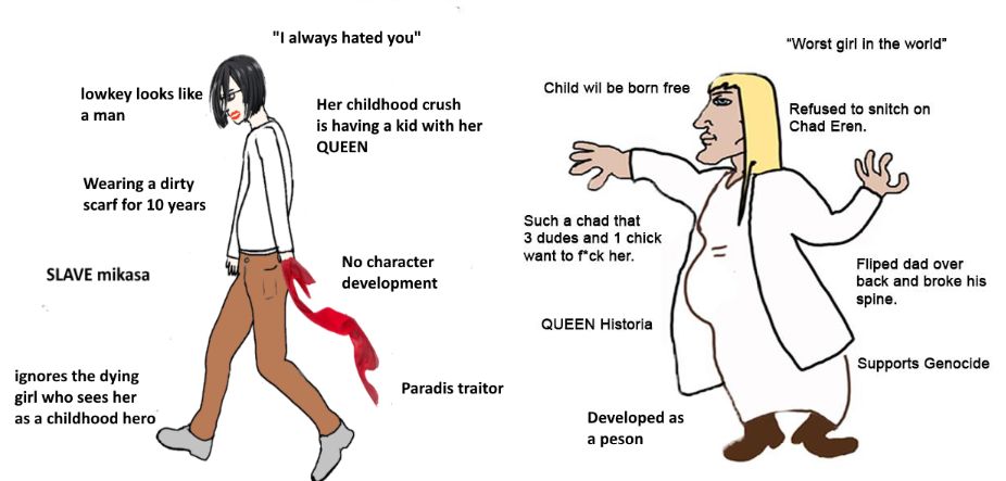 Virgin Mikasa vs Chad Historia | Scrolller Virgin Mikasa vs Chad Historia | Scrolller