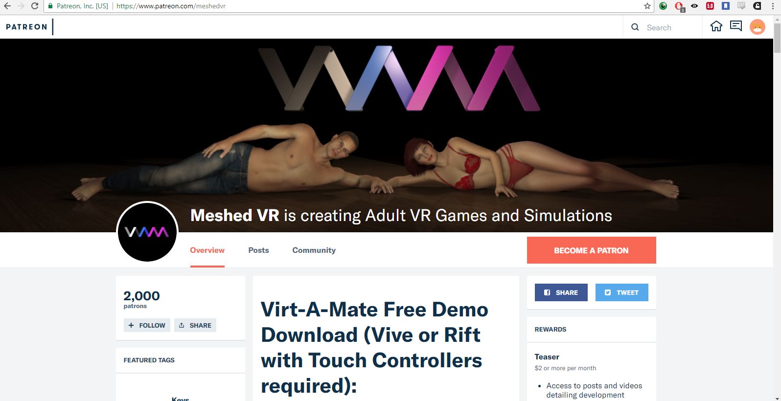 Virt-A-Mate just hit 2,000 patrons! | Scrolller