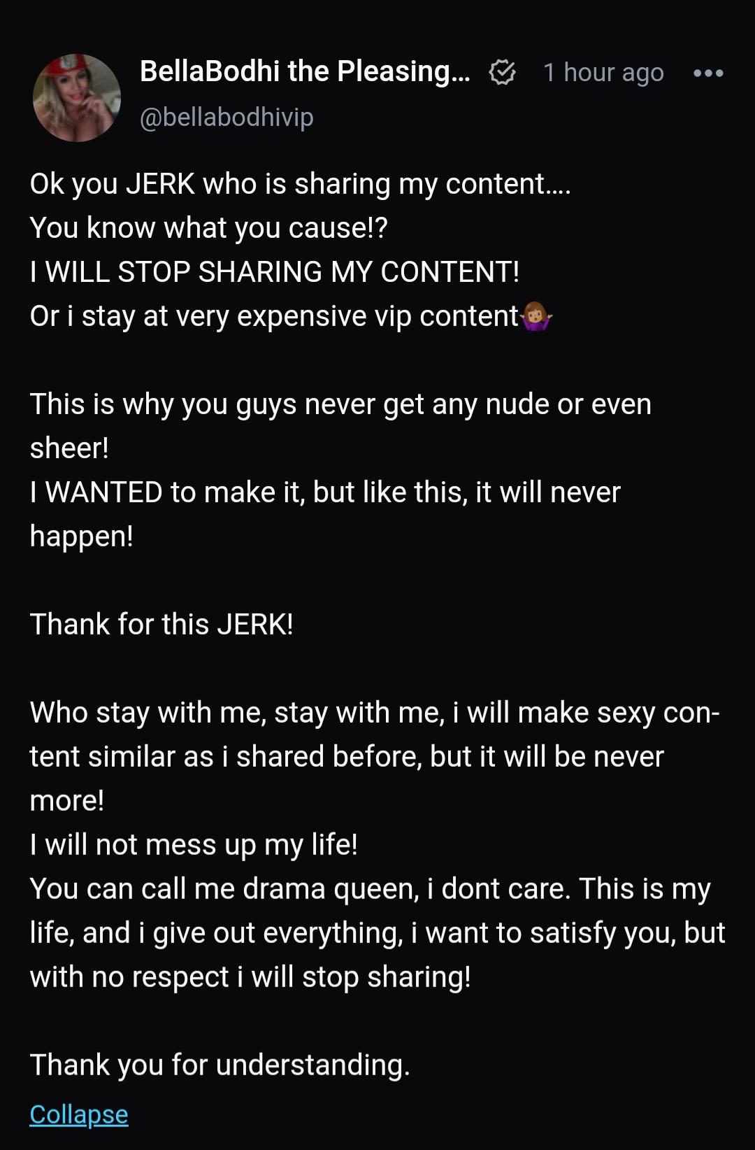 Waited a whole year for her and now this, it's time to unsuscribe, her OF is boring anyways ...