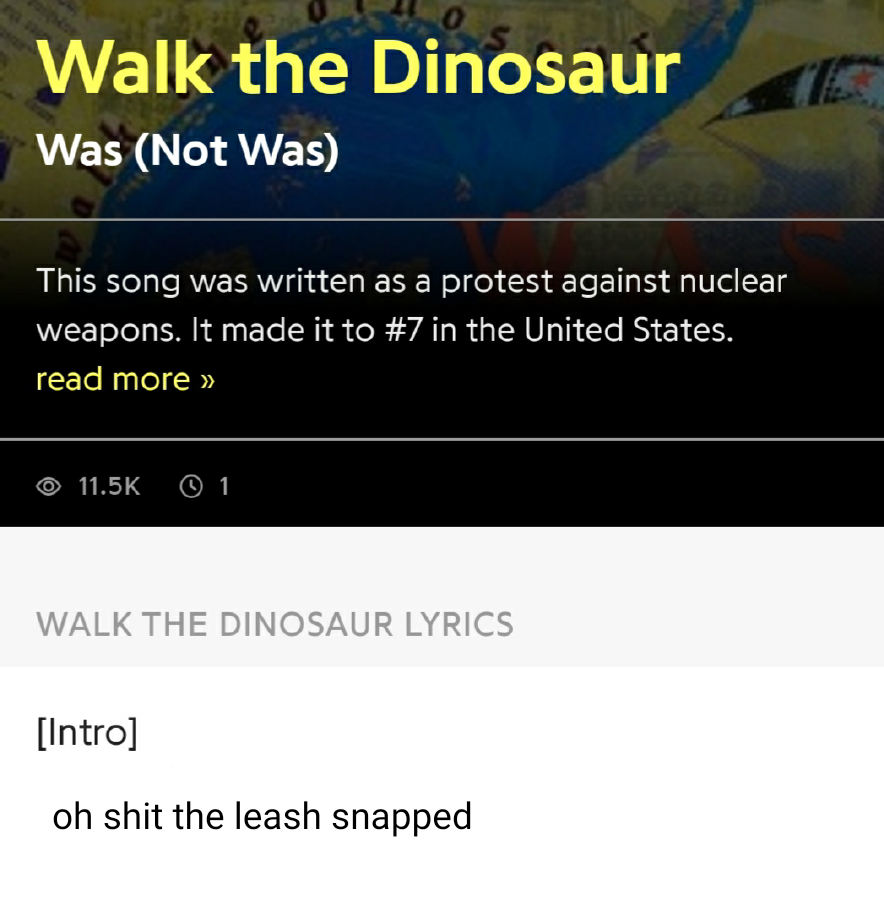 Was (Not Was) - Walk The Dinosaur | Scrolller