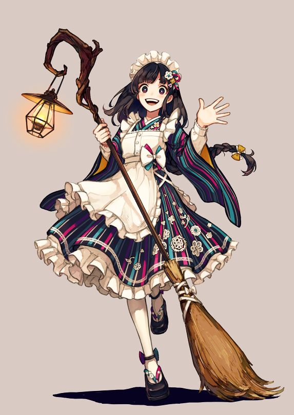 Waving Broom Girl [Original] | Scrolller