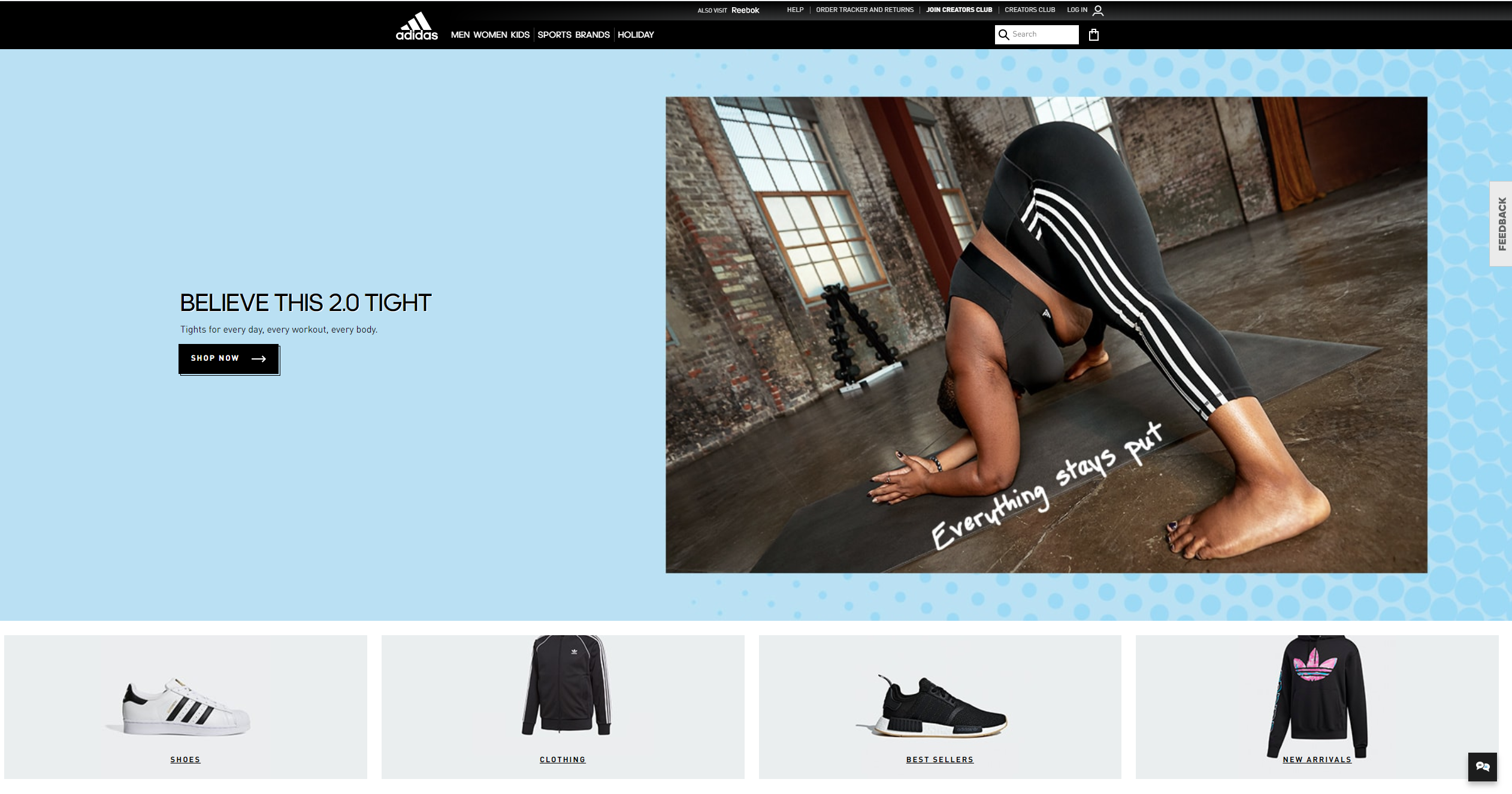 Way to go adidas.com! Front page of adidas website. | Scrolller