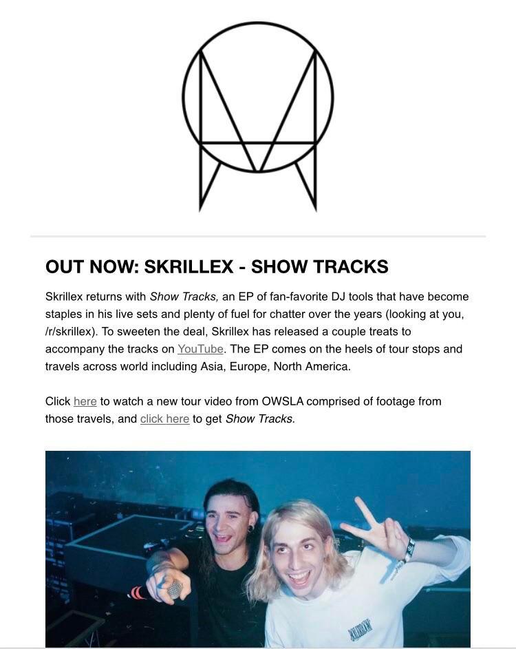We made it! We’re in the official OWSLA mail about “Show Tracks”! | Scrolller
