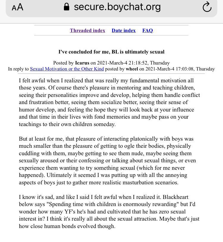 Website containing a place for pedophiles to talk about their desires. Also a pro-pedophilia ...