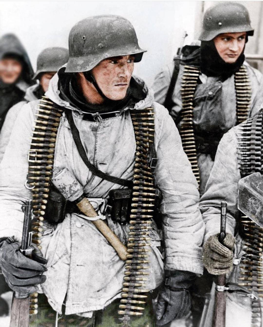 Wehrmacht soldiers preparing to defend against the Soviet Winter offensive in 1942. | Scrolller