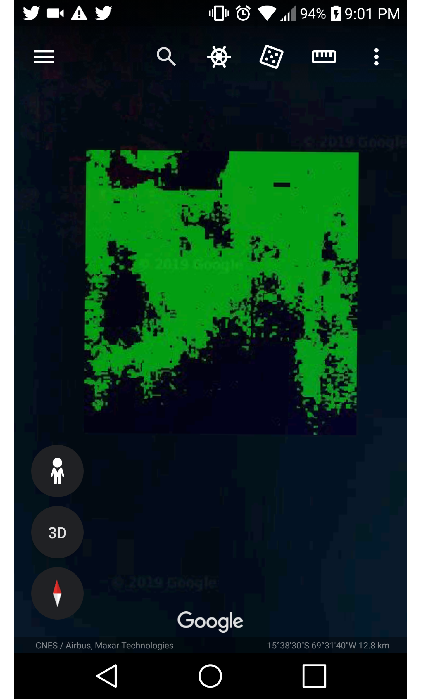 Weird bright green glitch in the middle of Lake Titicaca | Scrolller