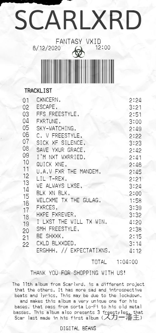 Weird concept, but i made a fantasy vxid album receipt. | Scrolller