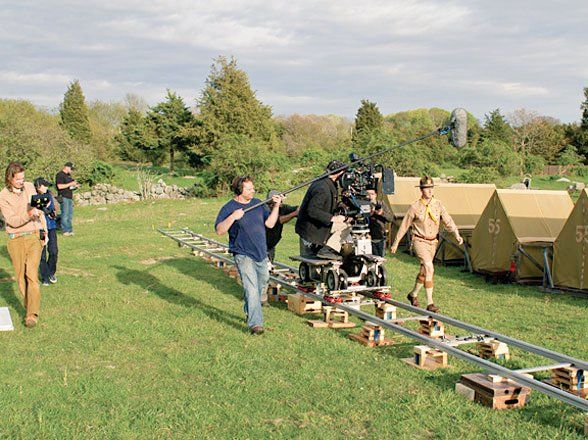 Wes Anderson directing Edward Norton and crew on the set of Moonrise Kingdom (2012). | Scrolller