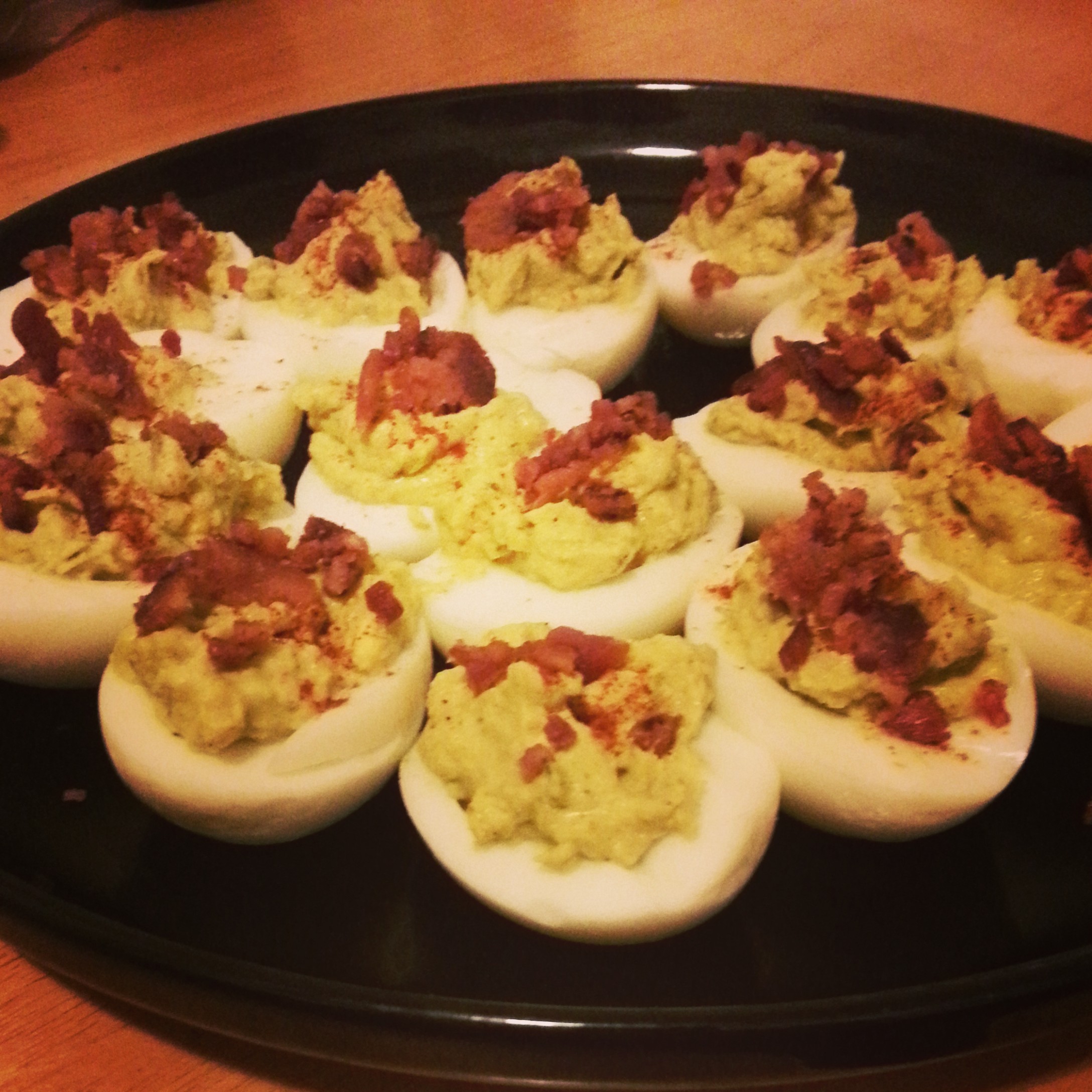Whatchu know about deviled eggs? Made with avocado instead of mayonnaise and garnished with ...