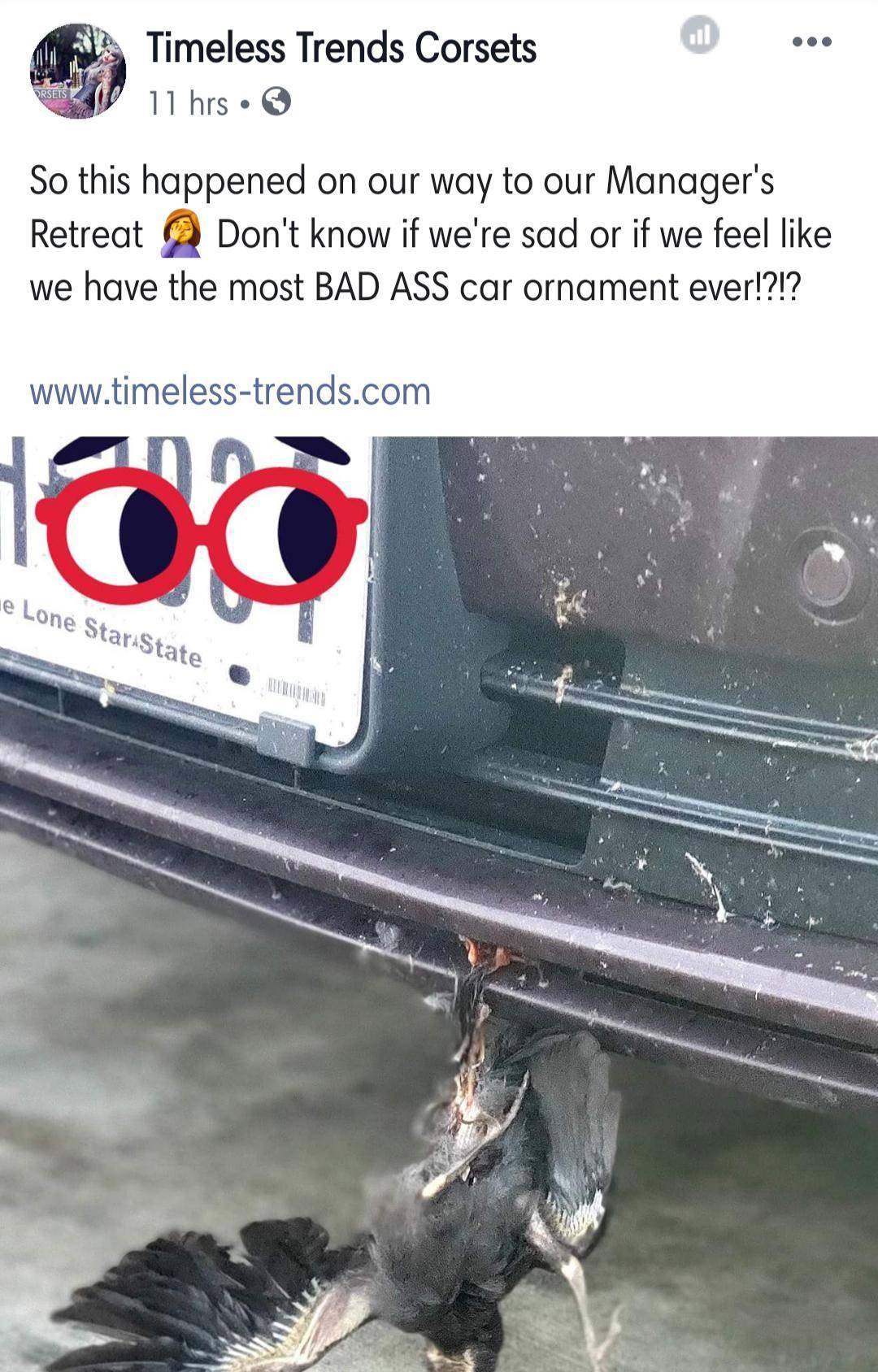 When a corset company manager decides to post their morning roadkill to the company's Facebook ...