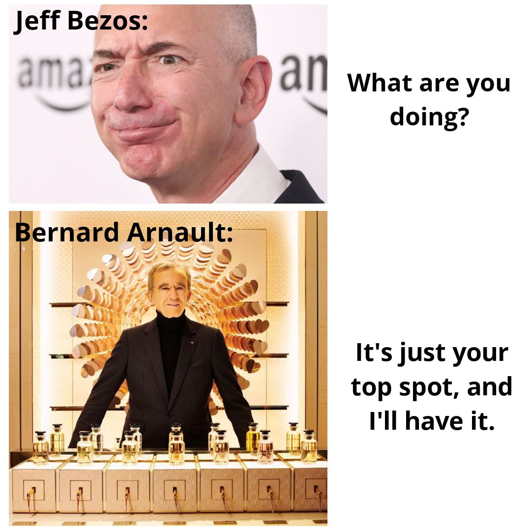 When Louis Vuitton's Bernard Arnault over takes Jeff Bezos to become world's richest | Scrolller