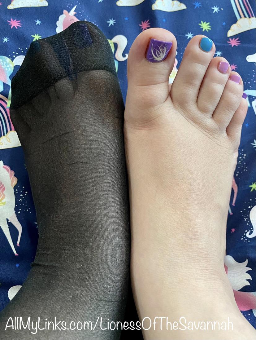 Which is better? My freshly done multicolored toes or my feet in ...