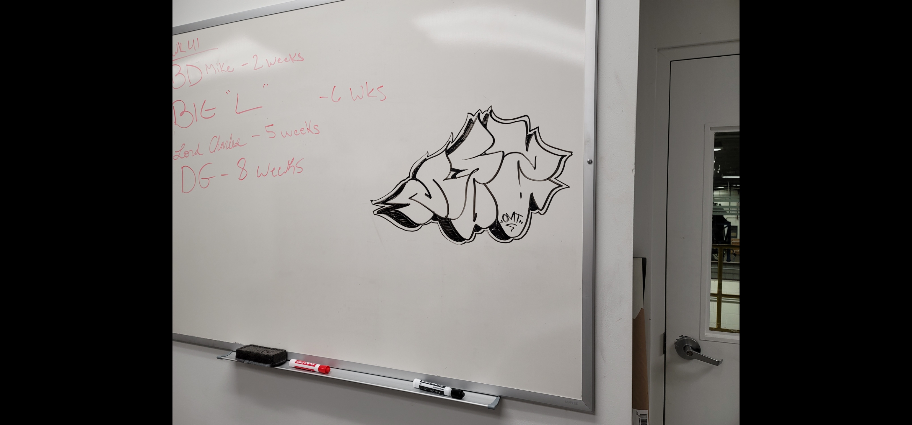 Whiteboard Throwie in my homie's office. | Scrolller