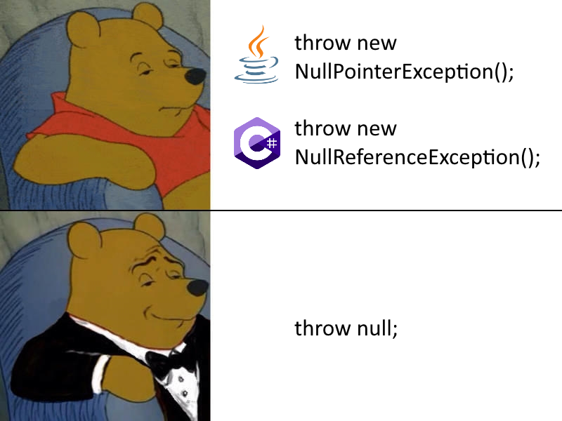 Why allocate exceptions if the programming language can do it for you ...