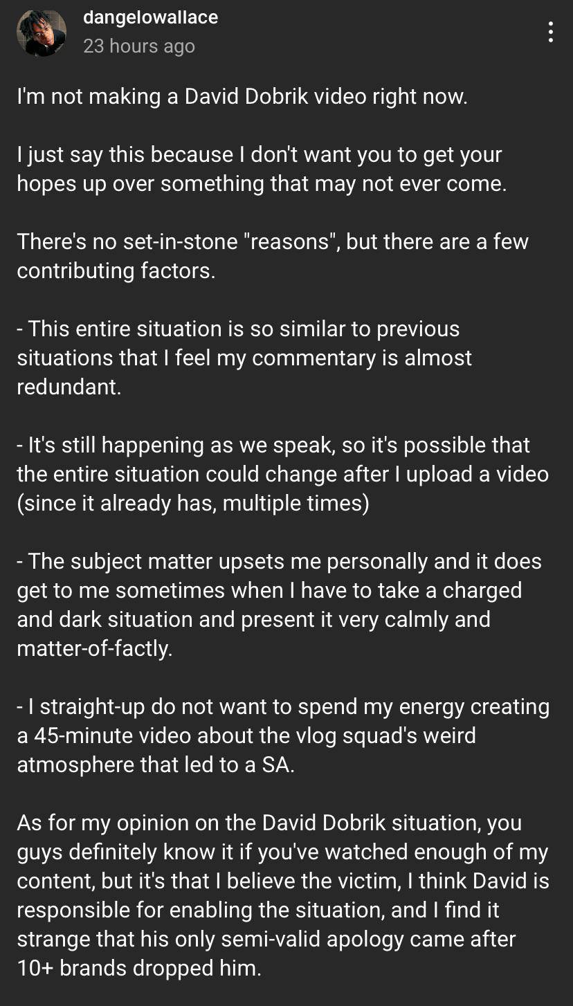 Why D’Angelo Wallace is not making a video on David | Scrolller